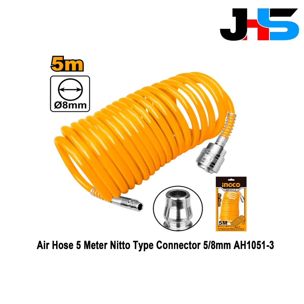 JHS ingco Air Hose 5 Meter Nitto Type Connector 5/8mm AH1051-3 | Shopee ...
