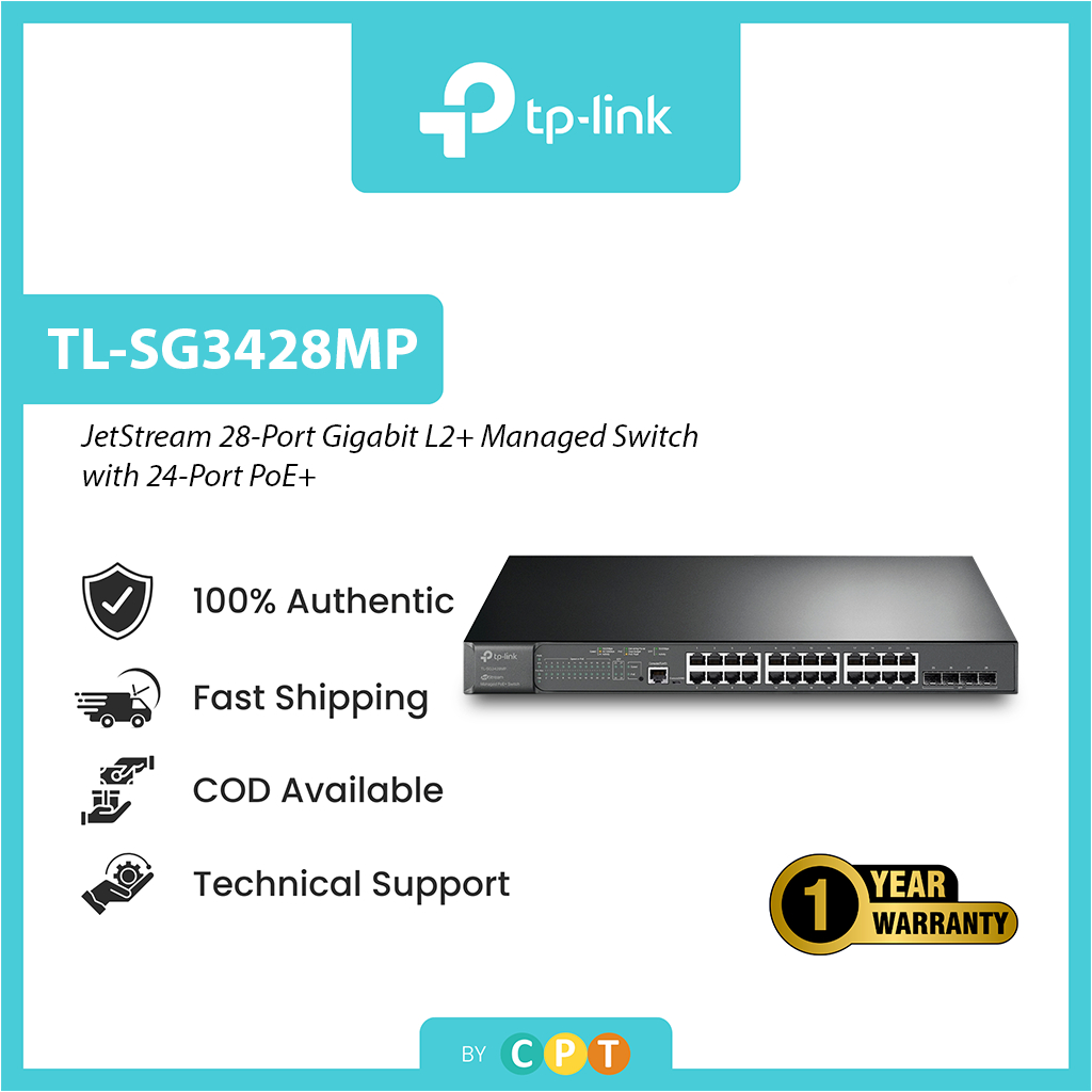 TP-Link TL-SG3428MP JetStream 28-Port Gigabit L2 Managed Switch with 24 ...