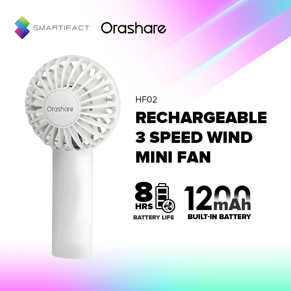 Orashare HF02 Mini Electric Fan Rechargeable Portable Mini Fan 3 Speed Wind Handheld Fan ...