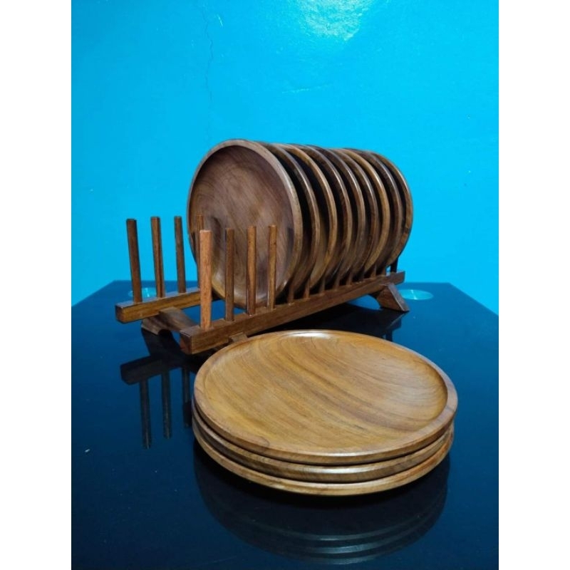 wooden plate rack magkuno iron wood 6x24 | Shopee Philippines