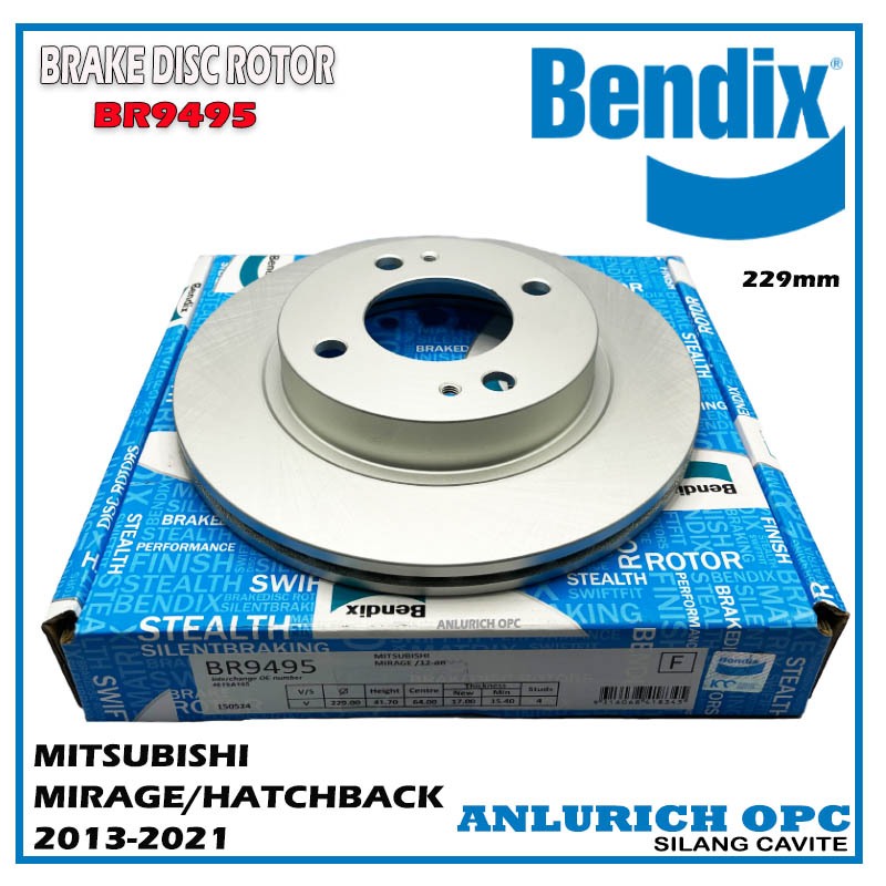 Bendix FRONT Rotor Disc Mitsubishi Mirage Hatchback 2013-2022 BR9495 ...