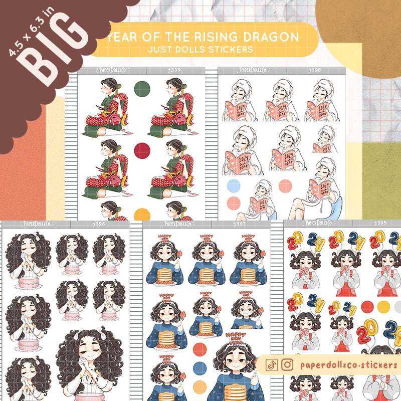 Year of the Rising Dragon I Just Dolls Stickers | BIG | J395 J396 J397 ...