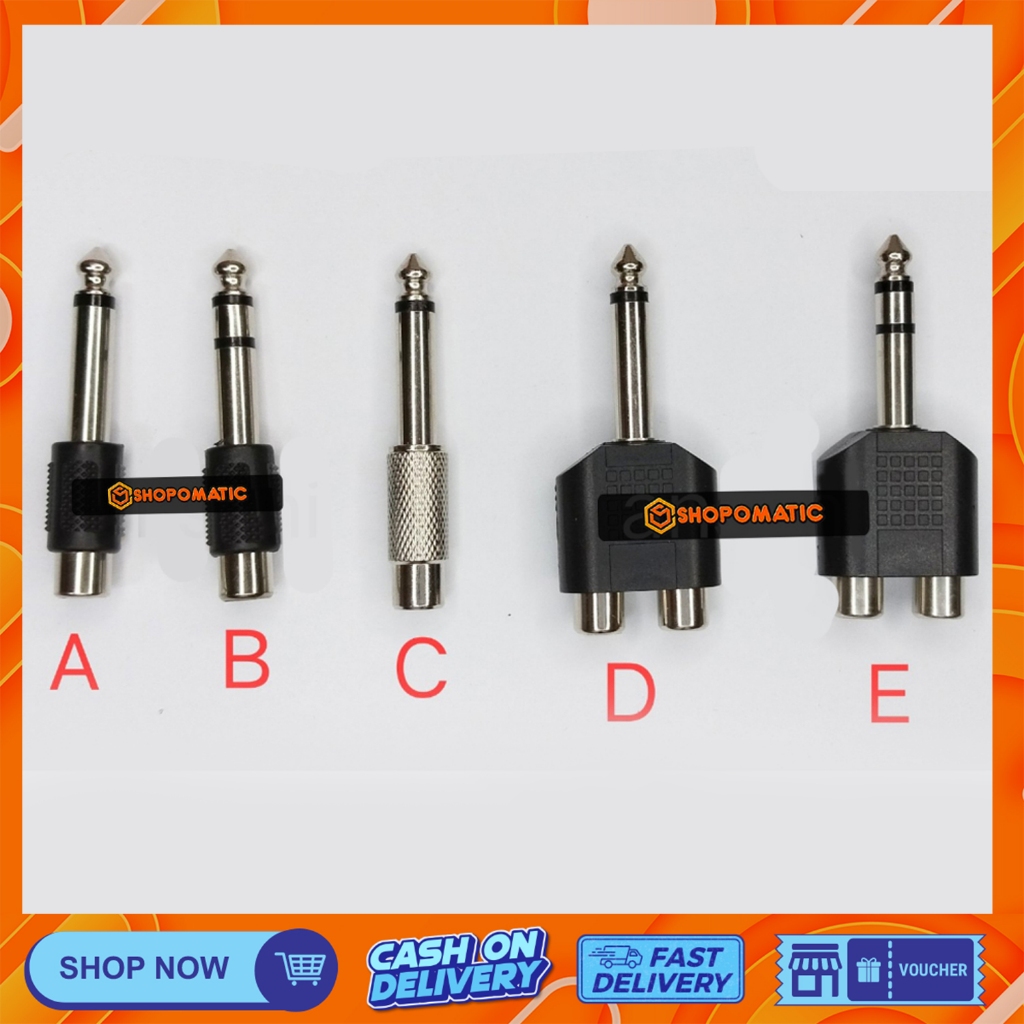 SHOPOMATIC RCA TO PL55 PLUG/JACK ADAPTOR MONO/STEREO UNIVERSAL ...