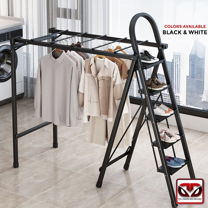 D&D 2-in-1 Folding Ladder Clothes Drying Heavy Duty Aluminum Foldable ...