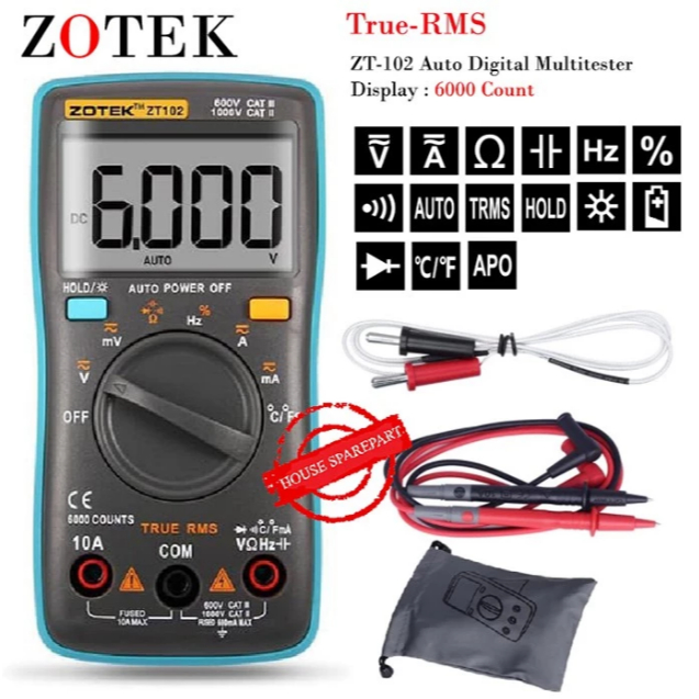 MT- ZOTEK ZT-102 Mini 6000 Counts Auto Range Digital Multimeter ...