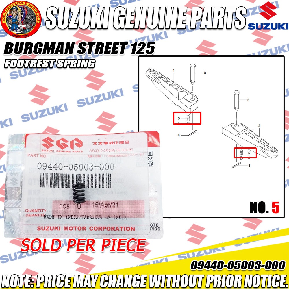 BURGMAN STREET 125 FOOTREST SPRING (SGP) (GENUINE: 09440-05003-000 ...