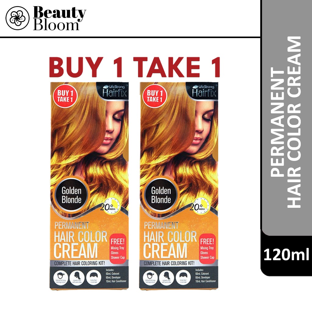 Hairfix Permanent Color Cream Kit 120ml Buy 1 Take 1 Golden Blonde ...