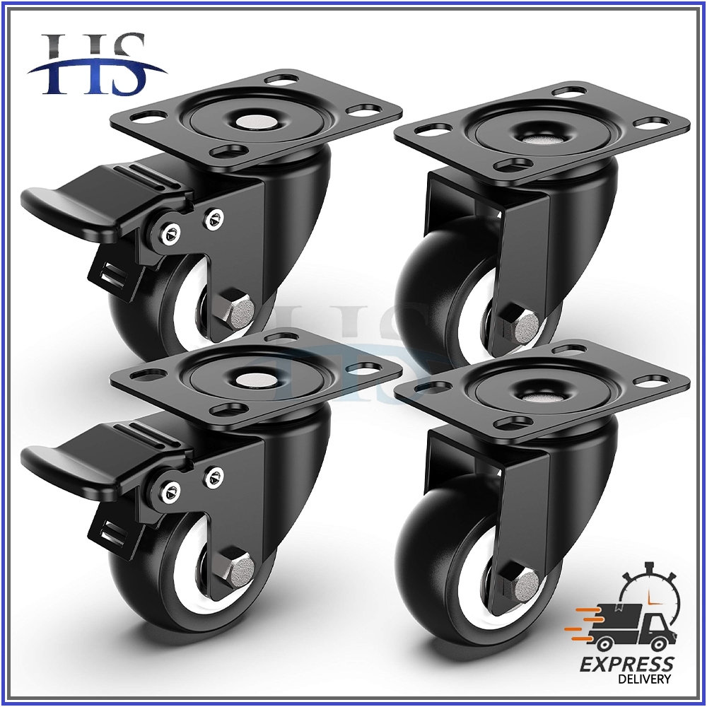 4pcs Gold Diamond Caster Wheels Heavy-Duty Caster Set (Black Fixed & W ...