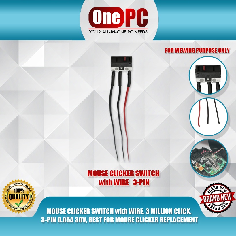 ONE PC MOUSE CLICKER SWITCH with WIRE, 3 MILLION CLICK, 3-PIN 0.05A 30V ...