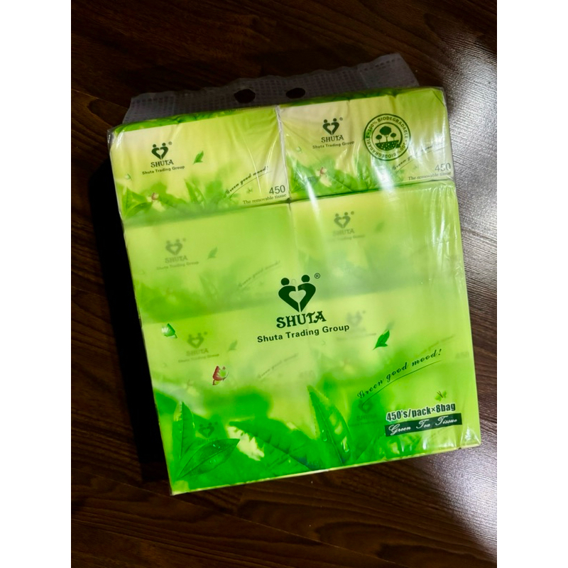 Shuta Facial Tissue w/ Green Tea Extract 8 pack 450 sheets per pack ...