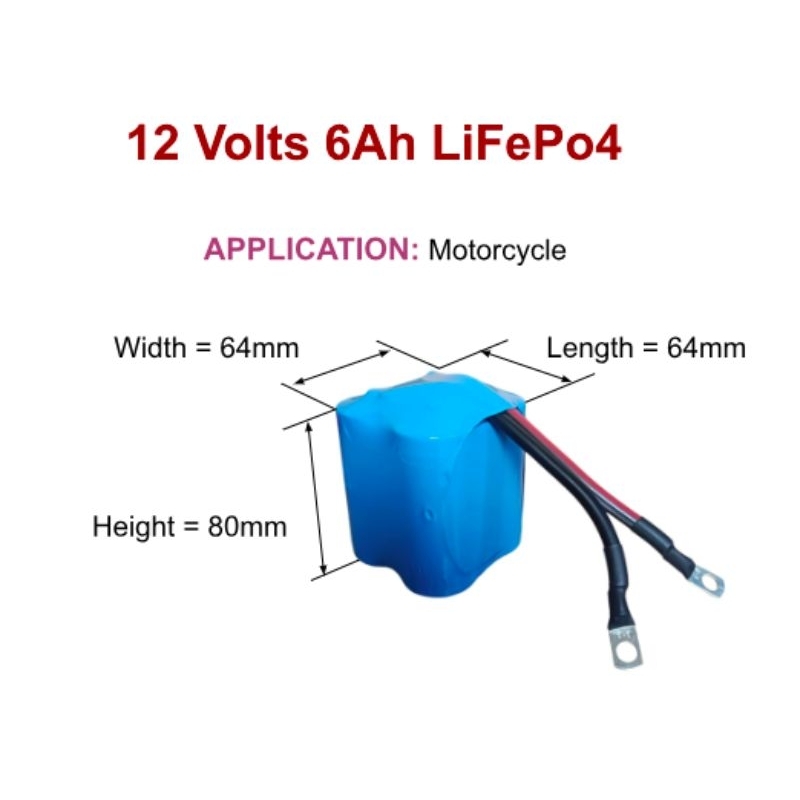 12 Volts 6 Ah LiFePo4 battery for Motorcycle | Shopee Philippines