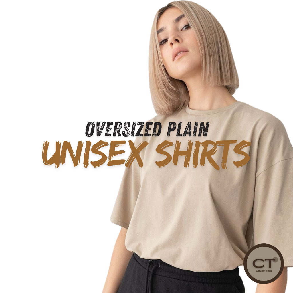 Oversized Plain Unisex Shirts Korean Sleeve Length Neutral & Pastel ...