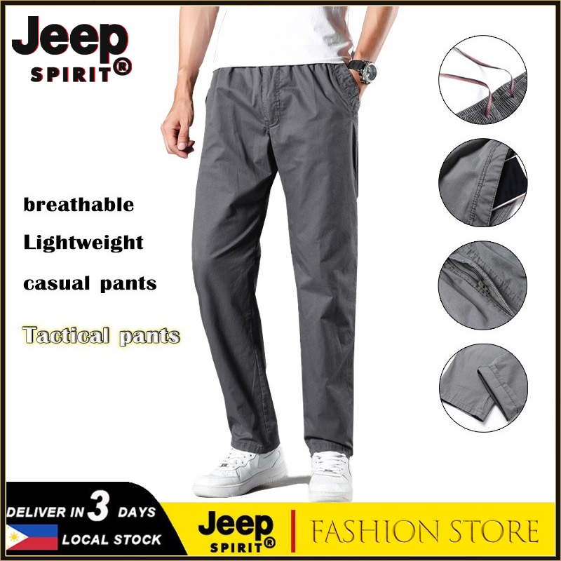 JEEP SPIRIT Cotton Cargo Pants Work Loose Long Pants Straight Plus Size ...