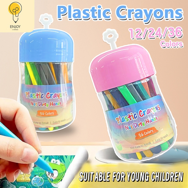 12/24/36 Colors Plastic Crayons Painting Safe Non-Toxic Washable No ...
