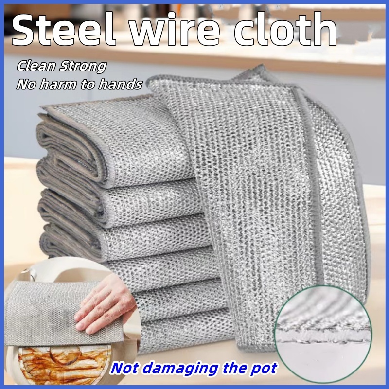 Non-Scratch Steel Wire Dishcloth Multipurpose Rust Removal Wire ...