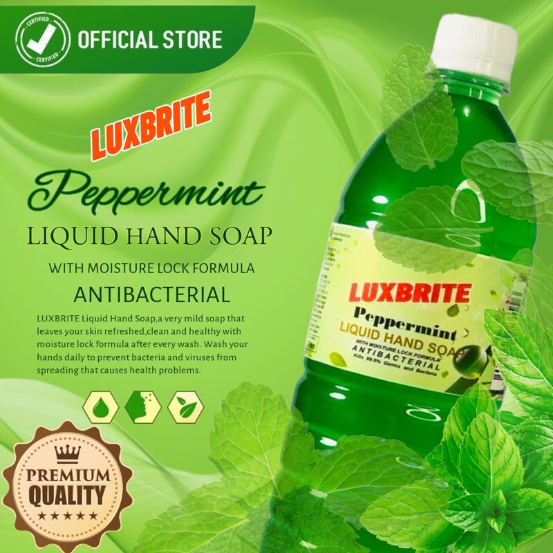LuxBrite Liquid Hand Soap | Peppermint Scent | 1 Liter | Shopee Philippines