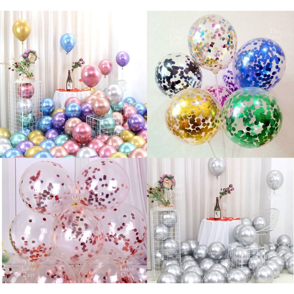 10pcs Metallic Confetti Balloon Cake Topper Birthday Party Decoration ...