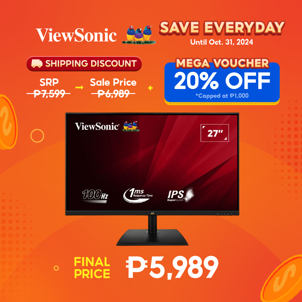 ViewSonic VA2736-H 27" FHD 1920 x 1080 100Hz IPS Technology 1ms Blue ...