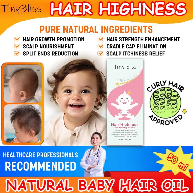 TinyBliss Hair Highness Natural Baby Hair Oil Hypoallergenic Gentle ...