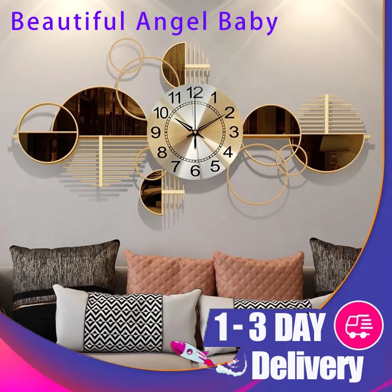 86/120cm Decoration Clock Wall Hanging Jazz Style Wall Clock Iron Art ...