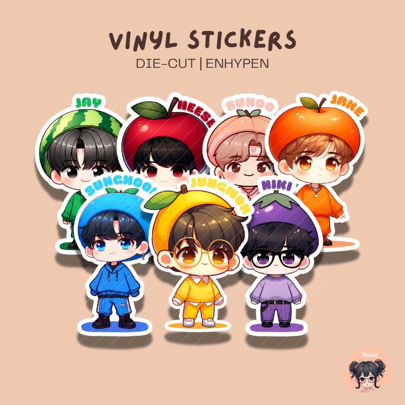 Enhypen Chibi Vinyl Stickers Cute Die-Cut and Waterproof Stickers ...