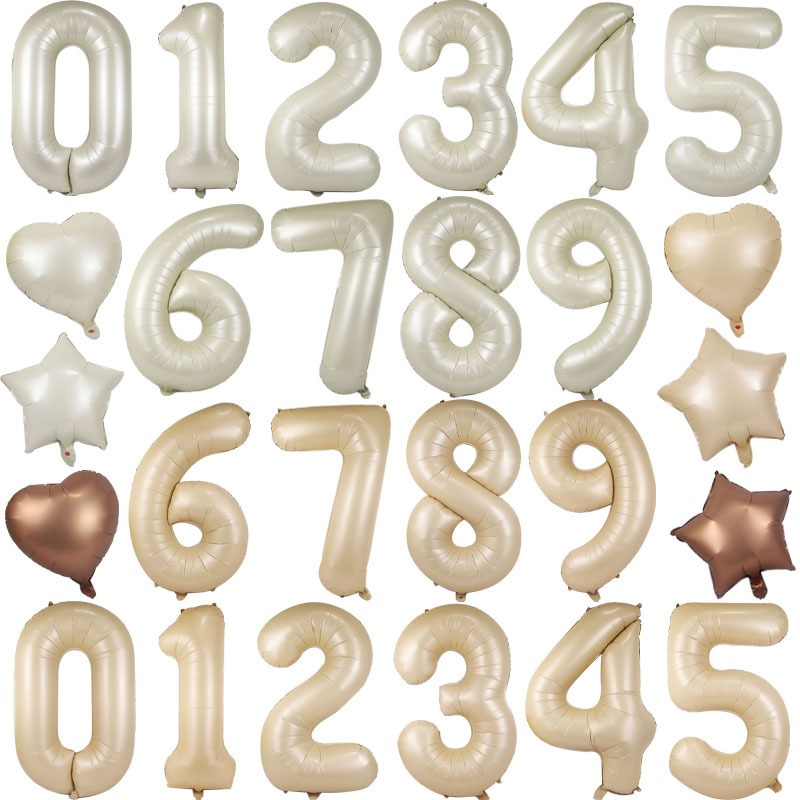 32Inch Cream Caramel Orange Color Theme Number Balloons 0-9 Digital ...