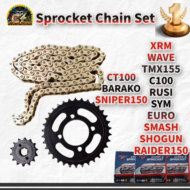 SPROCKET CHAIN SET 428 FOR XRM110/WAVE125/C100/RAIDER150/CT100/TMX155 ...