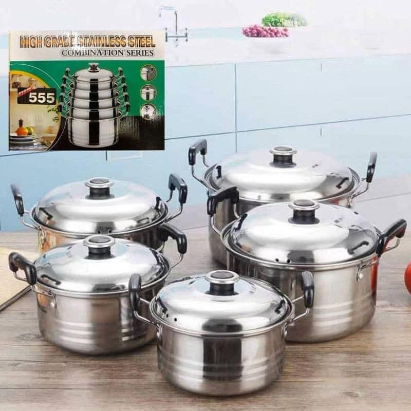 5pcs Stainless Steel High Pot Cookware Set Kitchen Cooking Tools ...