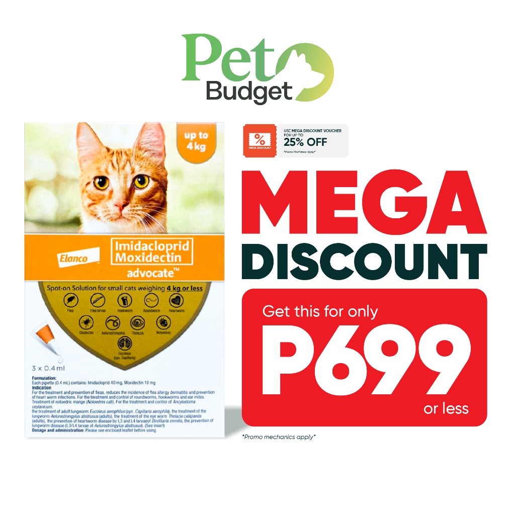 Advocate Spot-on For Cats Up To 4kg - Per BOX (With Sticker) | Shopee ...