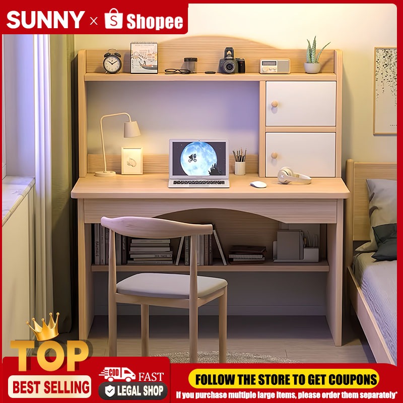 SUNNY Study Table With Drawer Combination Bookcase Bookshelf Integrated ...