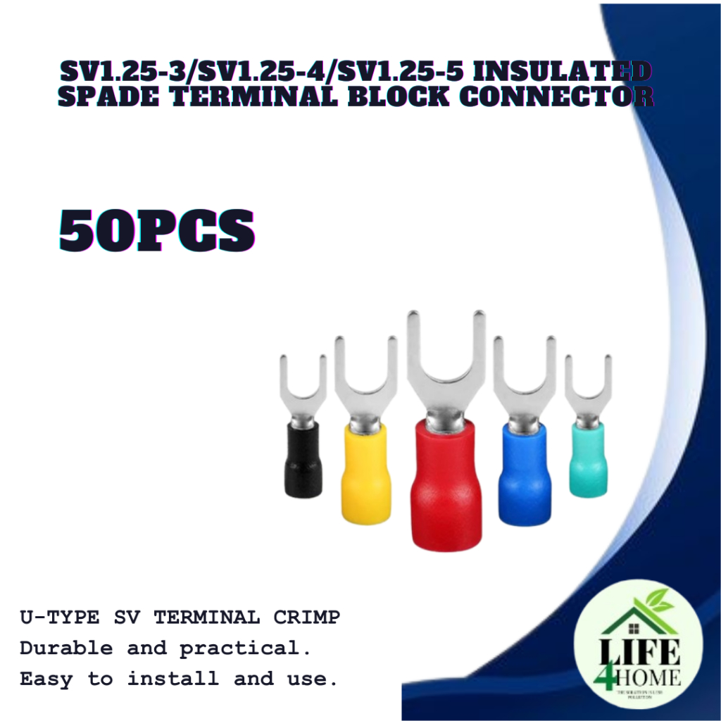 SV1.25-3/SV1.25-4/SV1.25-5 Insulated Spade Terminal Block Connector Electrical Furcate Lug Crimp ...
