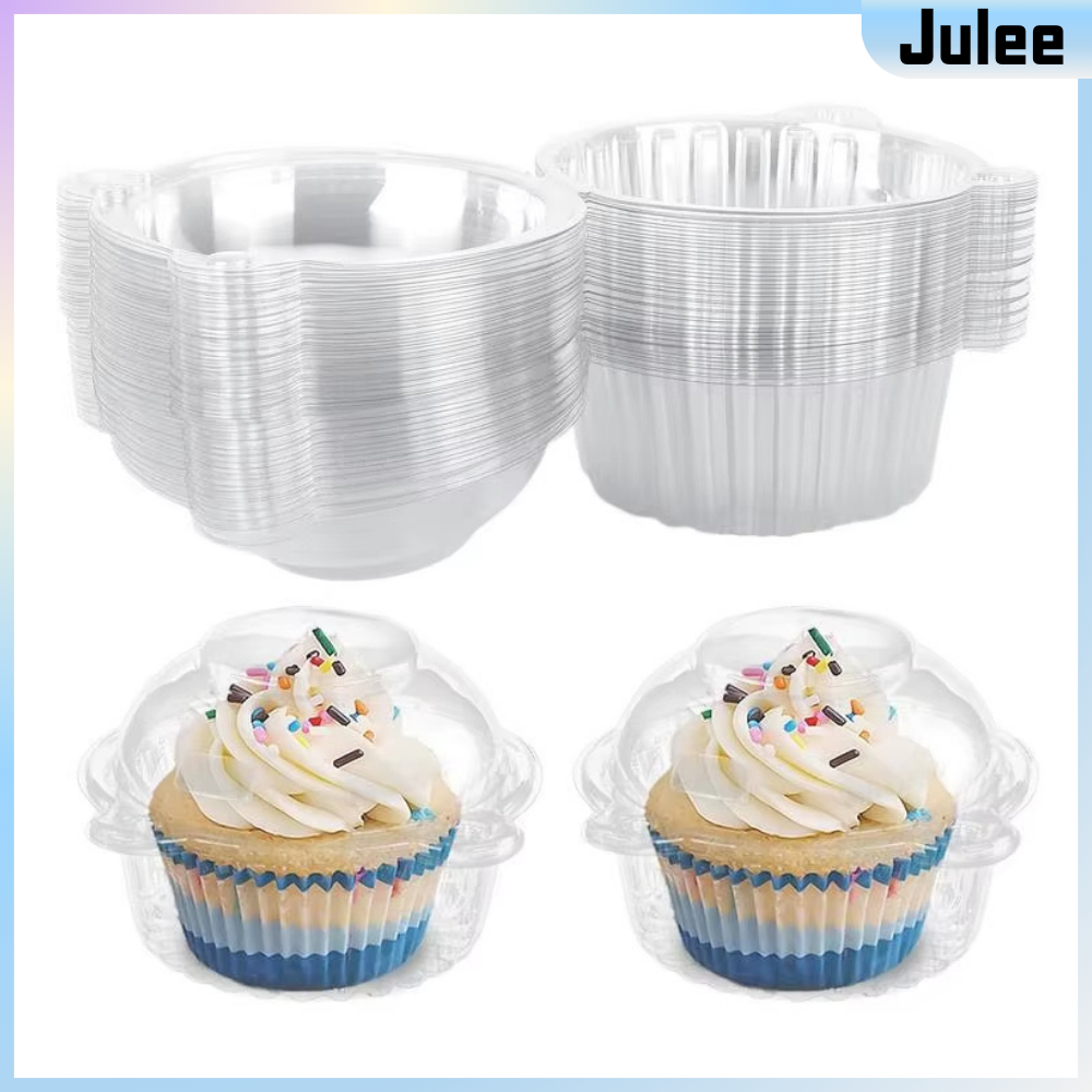 100pcs Cupcake Dome Burger Box Disposable Clear Mini Cake Container ...