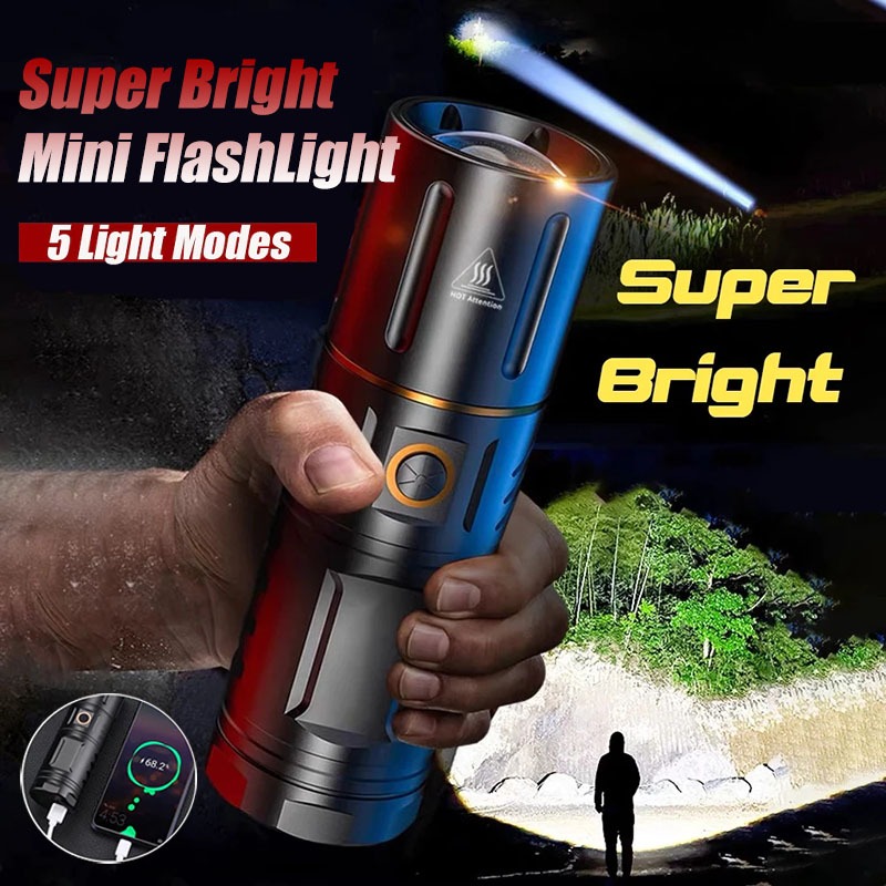 Super Bright 5000mAh Rechargeable Flashlight Waterproof Zoom USB LED ...
