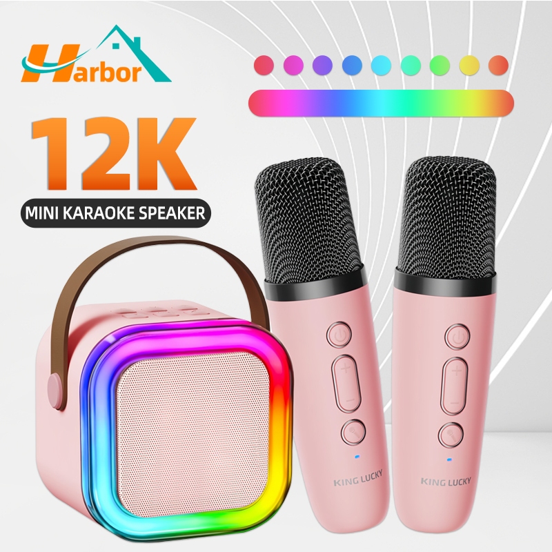 K12 Mini Karaoke Wireless Audio Speaker Bluetooth Microphone Portable Home KTV With 2 Microphone ...