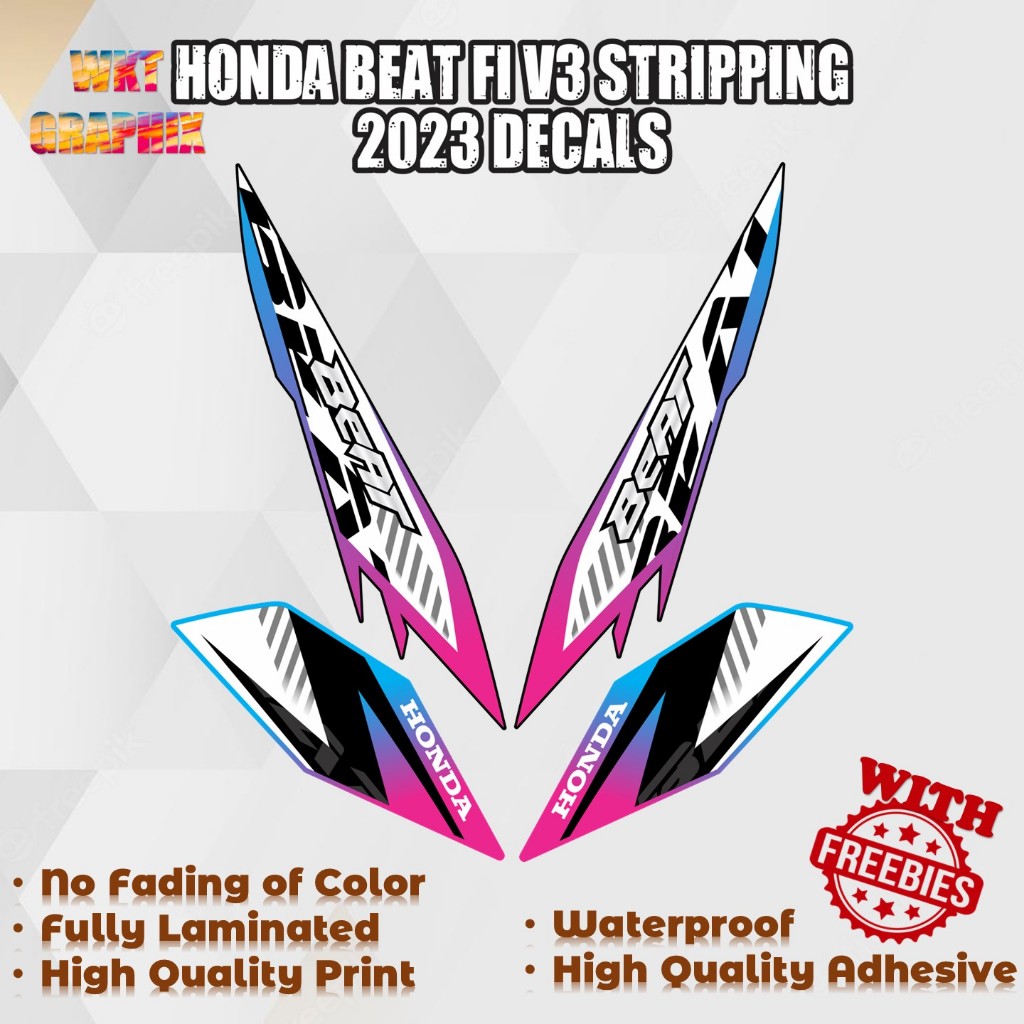 HONDA BEAT FI V3 STRIPPING 2023 DECALS (WATERPROOF, LAMINATED, FADE ...