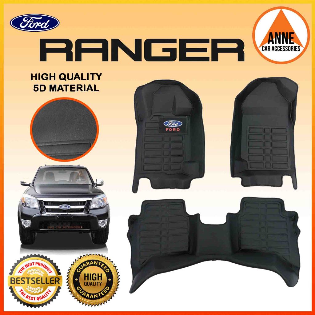 5D Black Deep Dish Matting for Ford Ranger 2012 2013 2014 2015 2016 ...