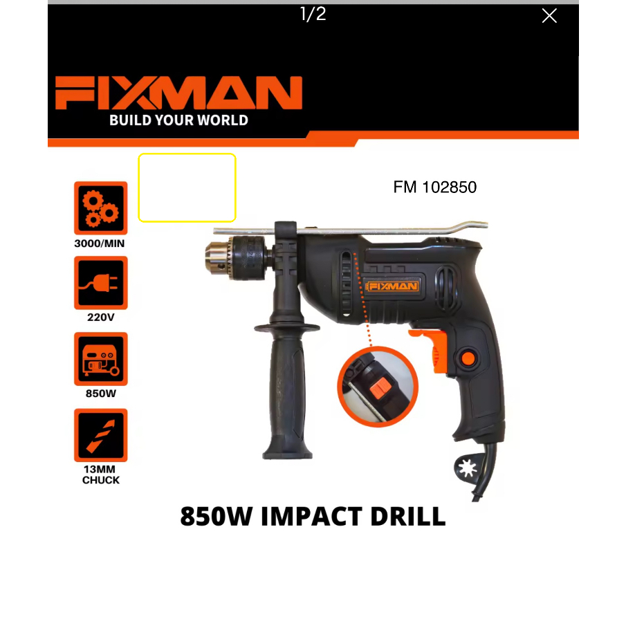 FIXMAN 850W Impact Drill with Hammer Function NO WARRANTY | Shopee ...
