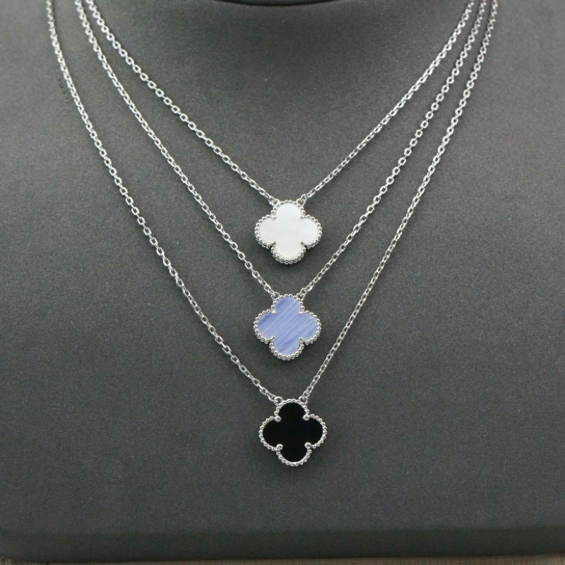 [TYshop]Luxury 18k Vca White Gold Pendant 15mm Vca Necklace Silver ...