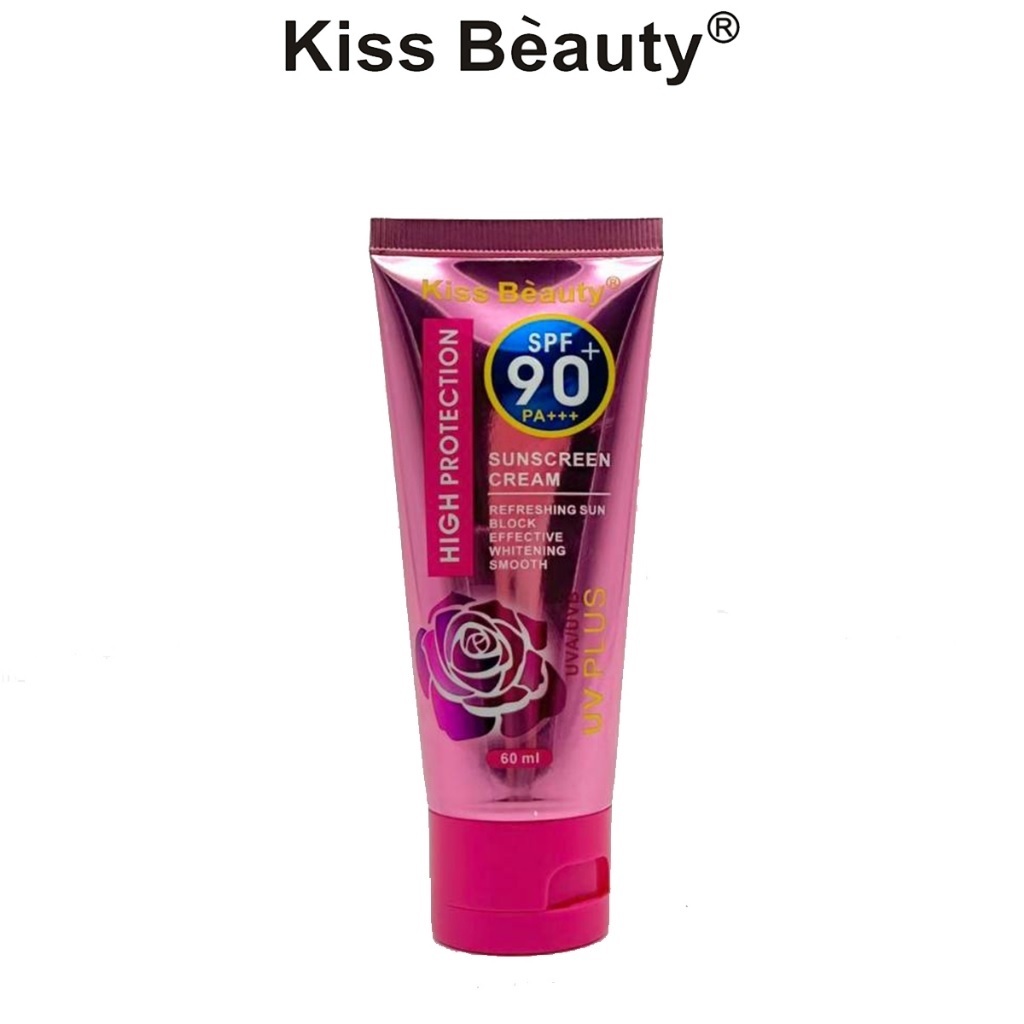 Kiss Beauty Skin Care Facial Sunscreen Cream SPF 90+ Pink 60 ml | Shopee Philippines