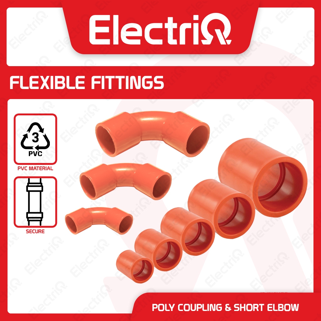 Electriq l PVC Orange Poly Coupling and Poly Short Elbow Flexible ...