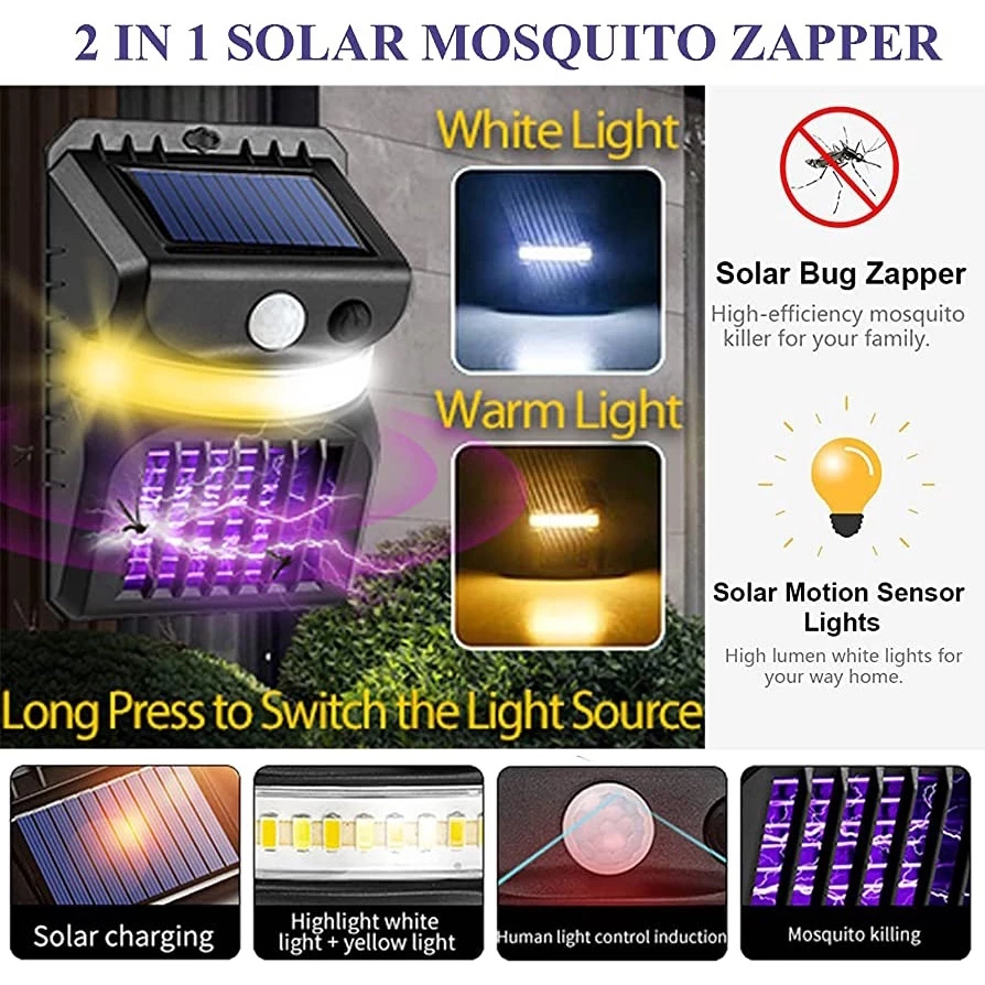 Outdoor Solar Mosquito Insect Killer Lamp Home Garden Insect Repellent ...