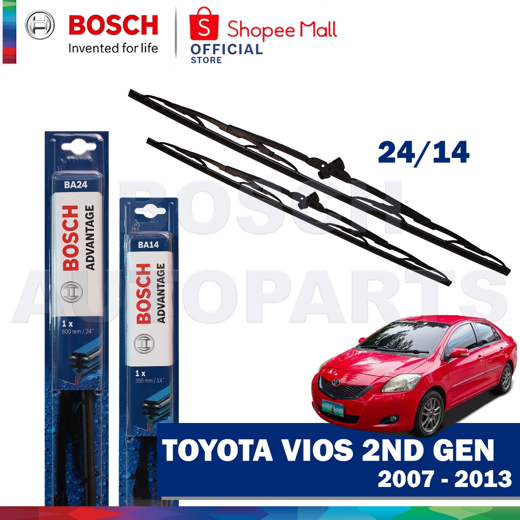 Bosch Advantage Wiper Blade Set for Toyota Vios 2nd Gen 2007 - 2013 Size 24/14 | Shopee Philippines