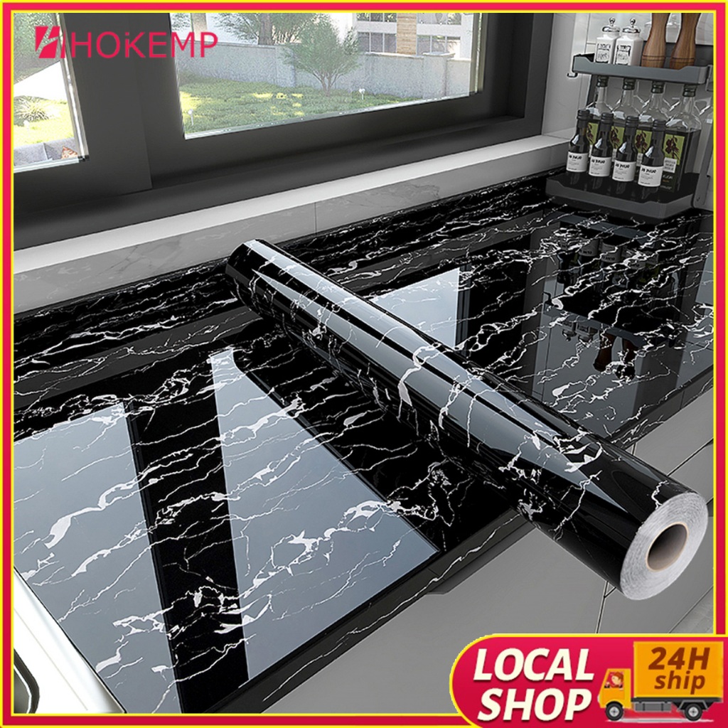 Waterproof Kitchen Sticker Oilproof Marble Design Wallpaper for Sink ...