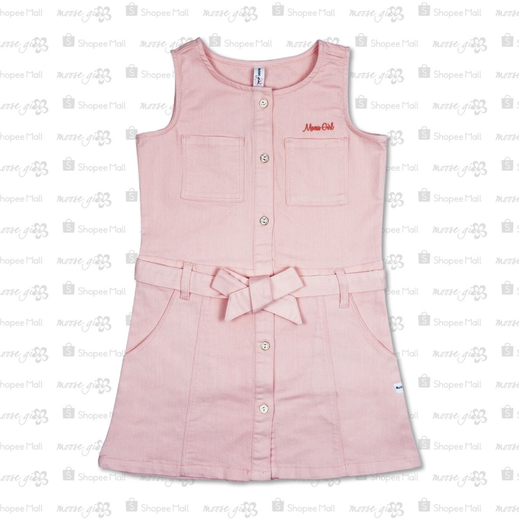 Moose Girl Light Pink Denim Dress With Embroidery Details (GDDS- 5049 ...