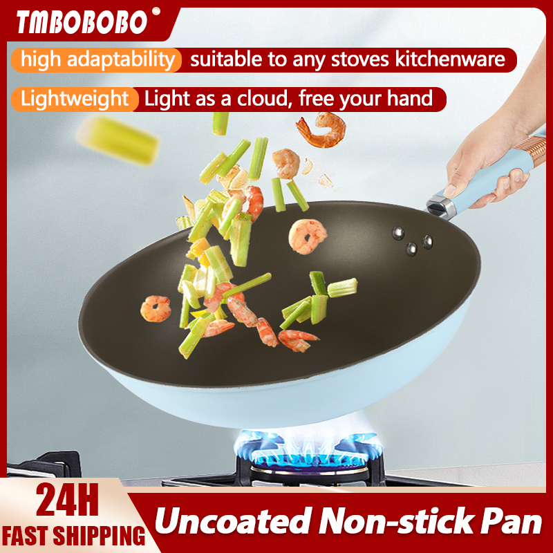 Titanium Nonstick Frying Pan with Lid 32/34cm Induction Pan Wok Pan ...