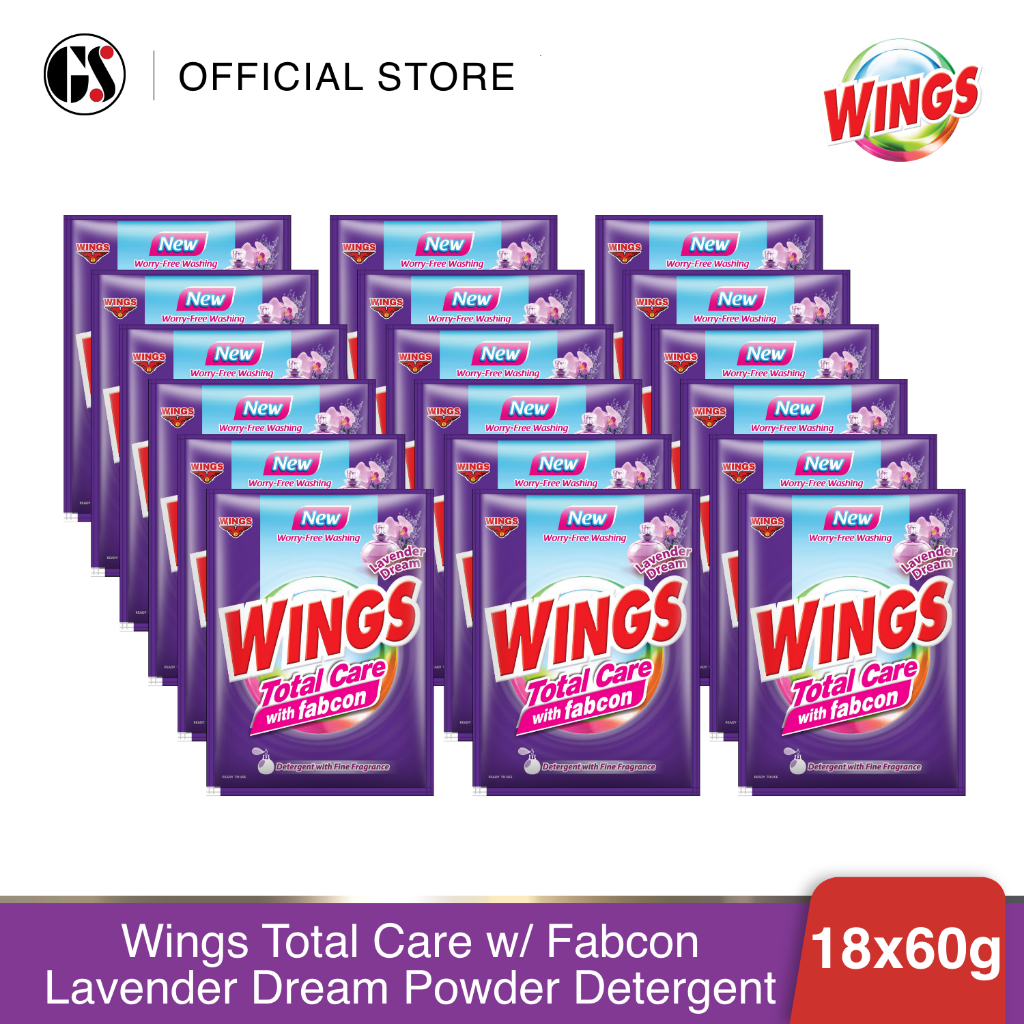 Wings Total Care with Fabcon Lavender Dream Powder Detergent 60g ...