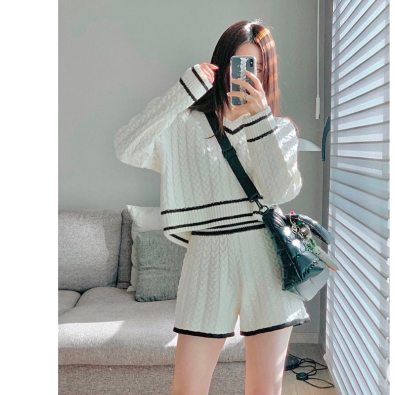 Only.Fashion Knitted Longsleeve Terno Short # 7020 | Shopee Philippines