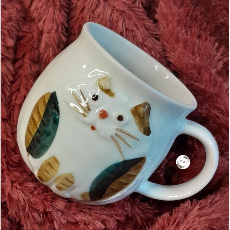 Japanese Ceramic Embossed Cat Mug Cup **UNUSED** | Shopee Philippines