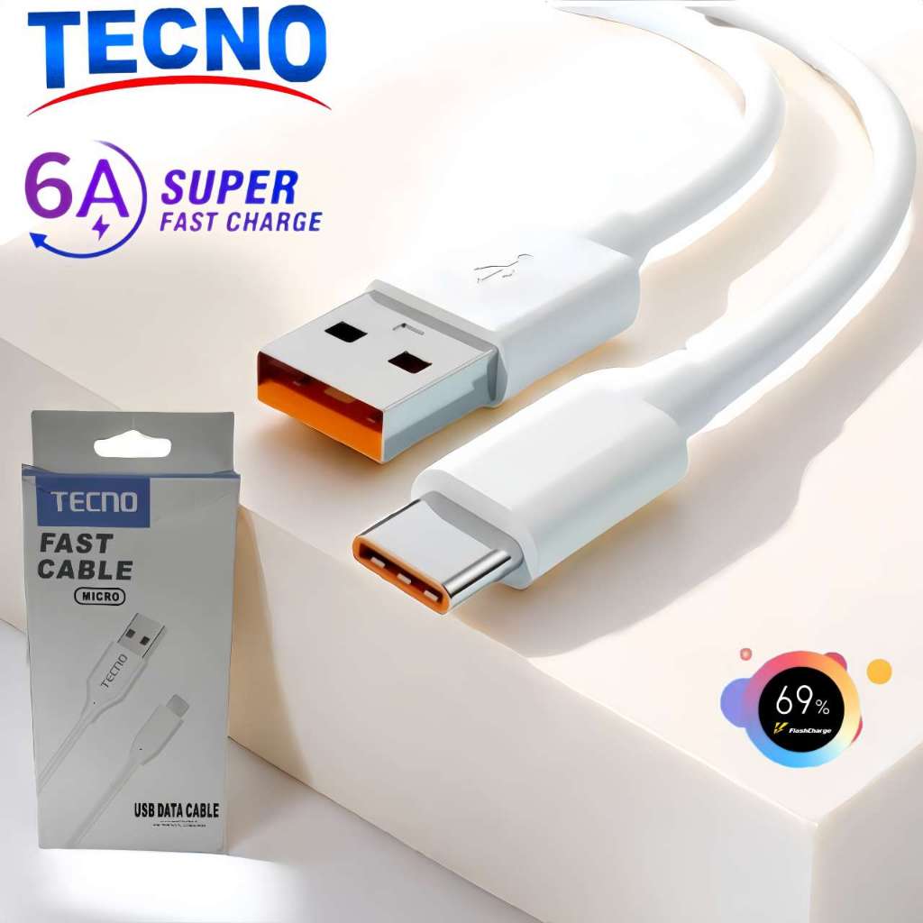 Tecno Type c Usb Cable 6A Super Fast Charging With Micro v8 Charging ...