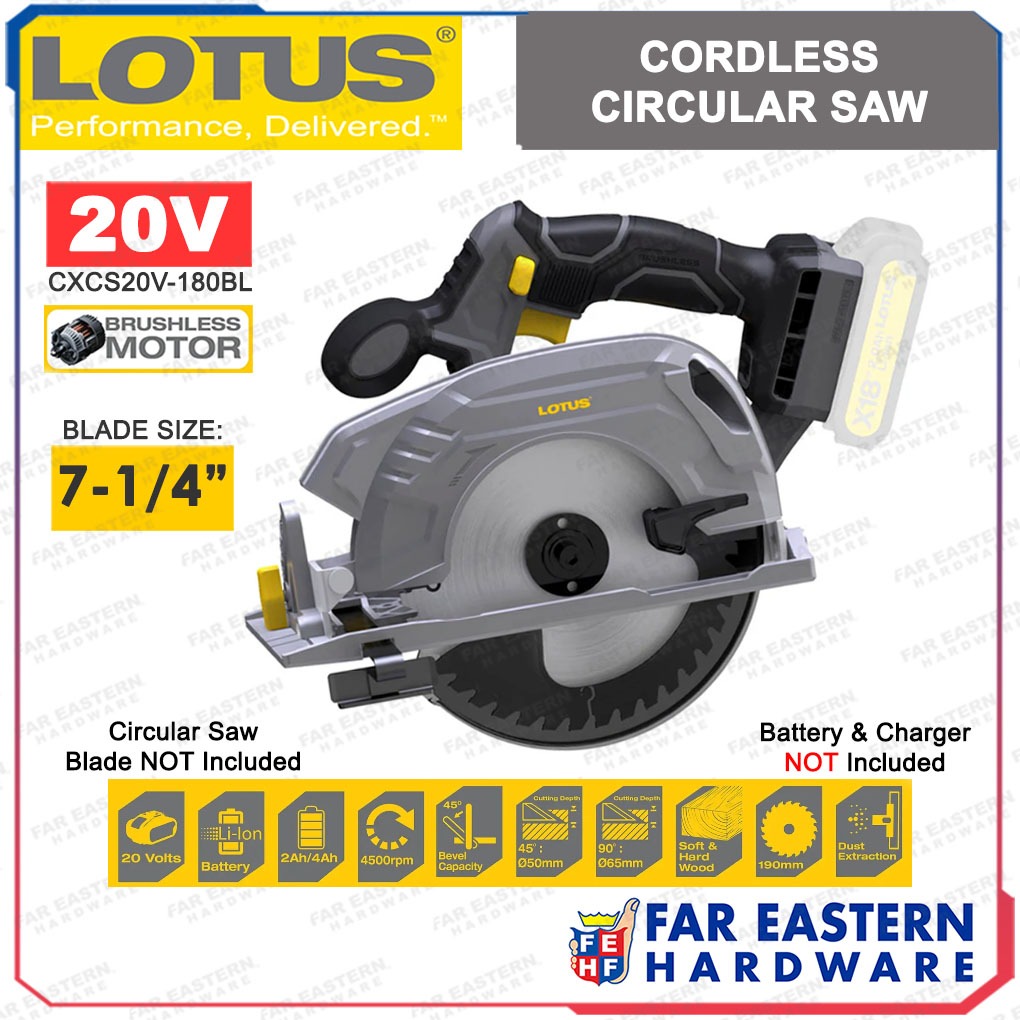 LOTUS Cordless Brushless Circular Saw 7 1/4" 20V CXCS20V-180BL (BARETOOL) LTPT20 | Shopee ...